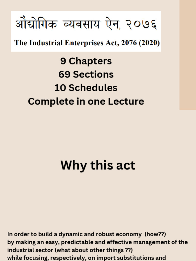 Nepal Industrial Enterprises Act 2020 | PDF