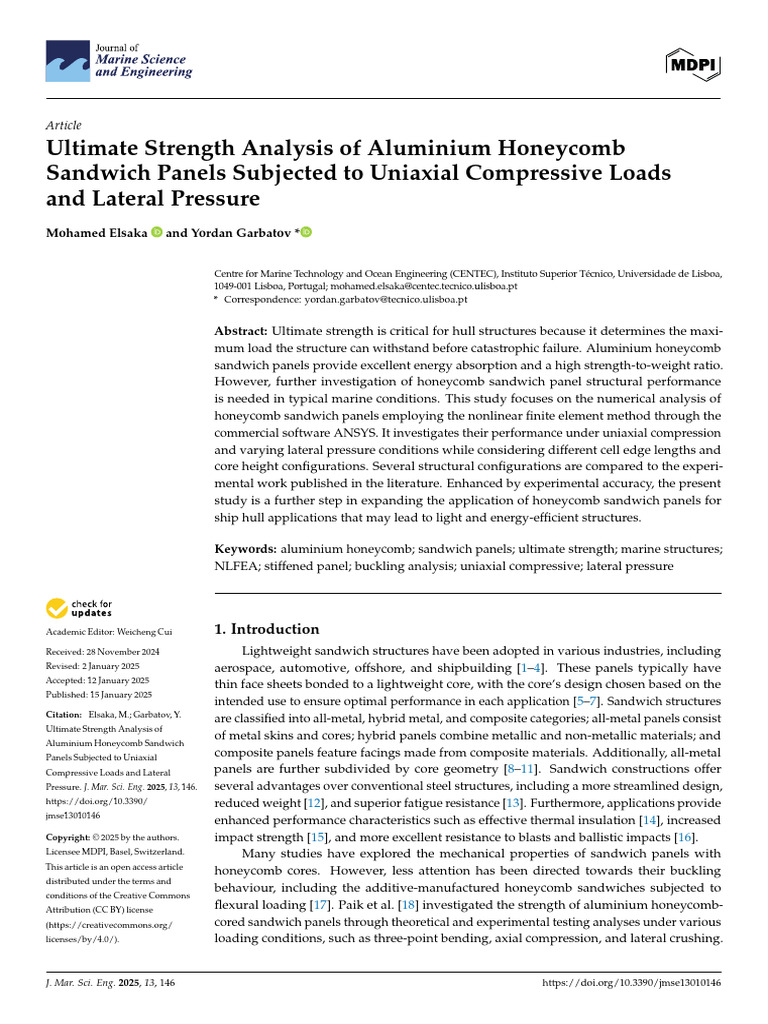 Aluminium Honeycomb Panel Strength Analysis | PDF | Buckling | Strength ...