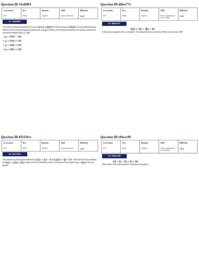 Sat Maths Hard Questions | PDF | Circle | Triangle