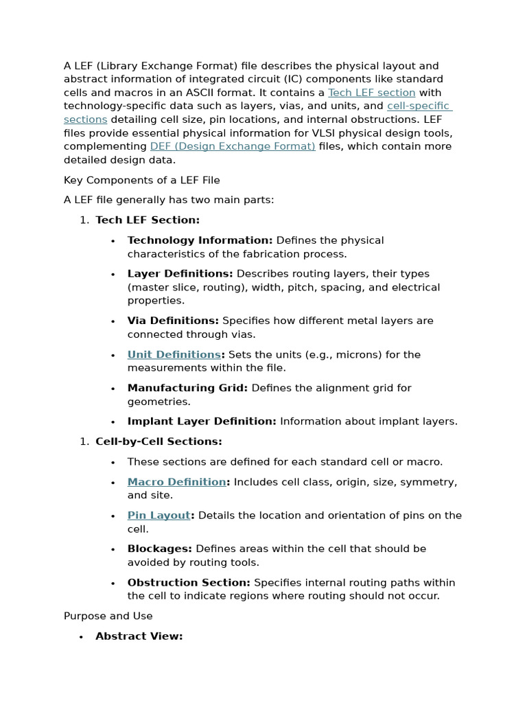 Understanding LEF File Format in VLSI | PDF