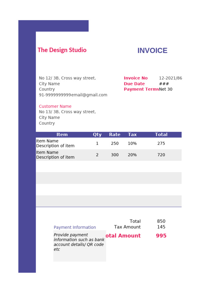 Invoice for Design Studio Services | PDF