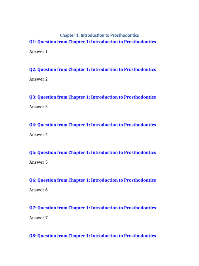 Preclinical Prosthodontics Viva QA Ch1 To 19-1 | PDF | Dentistry Branches