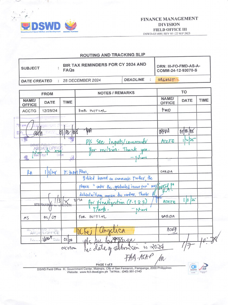 DRN 93070 - Bir Tax Reminders For Cy 2024 and Faqs | PDF