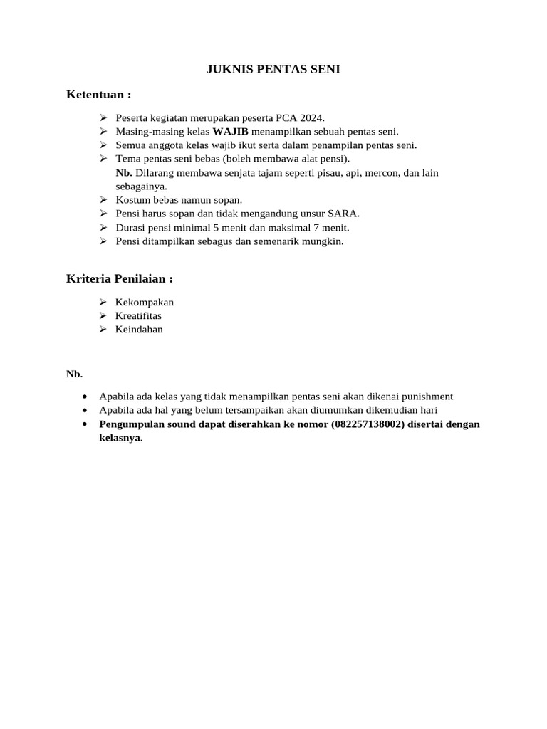 Juknis Pentas Seni | PDF