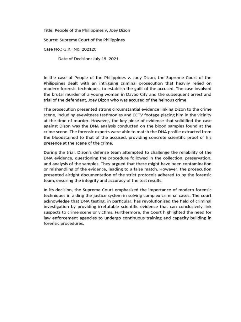 Supreme Court Ruling: Dizon Murder Case | PDF