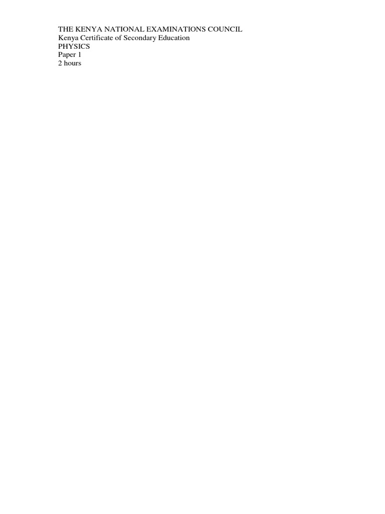 KCSE Physics Paper 1 Revision Guide | PDF | Qualifications | Secondary ...