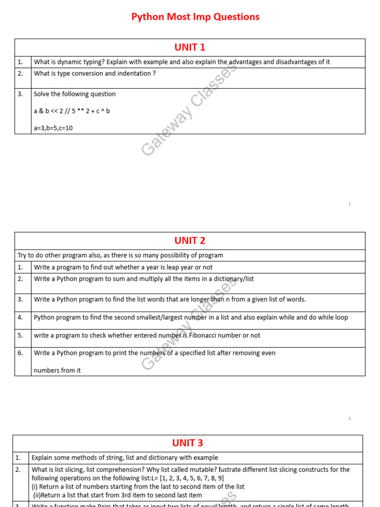 Python Most Imp Questions - 64029868 - 2025 - 06 - 28 - 12 - 14 | PDF | Python (Programming ...
