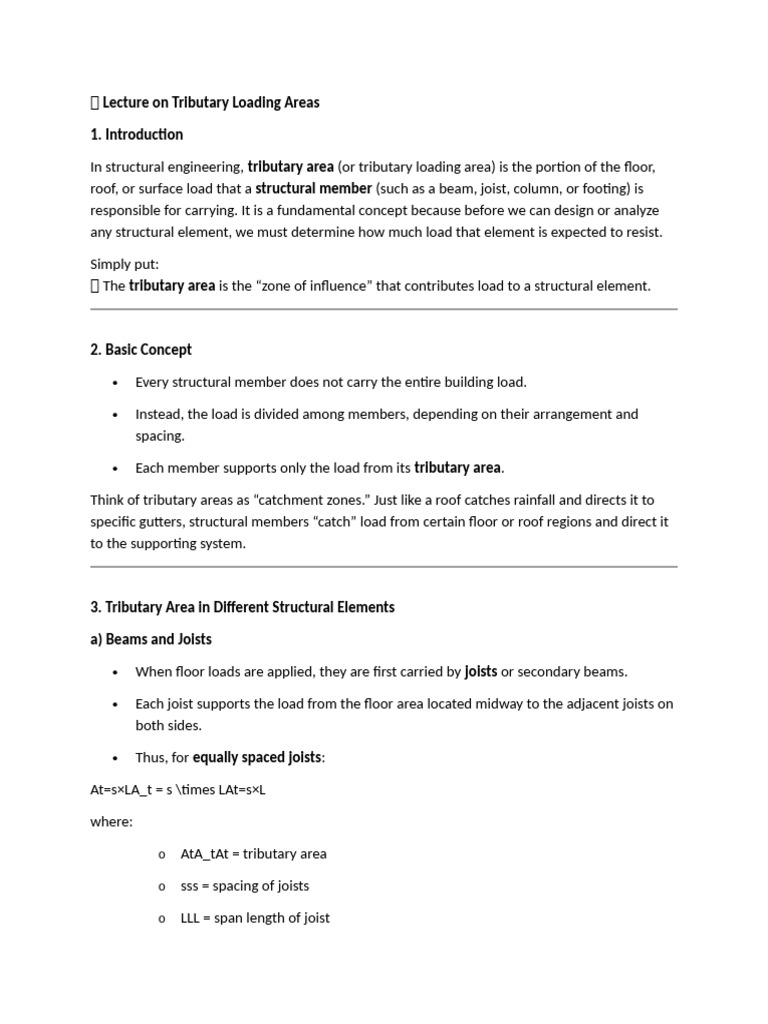 ? Lecture On Tributary Loading Areas | PDF | Area | Beam (Structure)