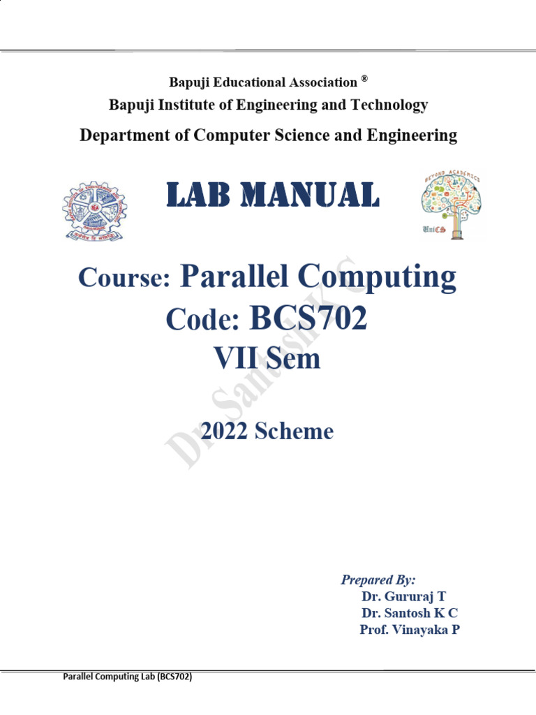BCS702 Parallel Computing Lab Manual | PDF | Concurrent Computing ...
