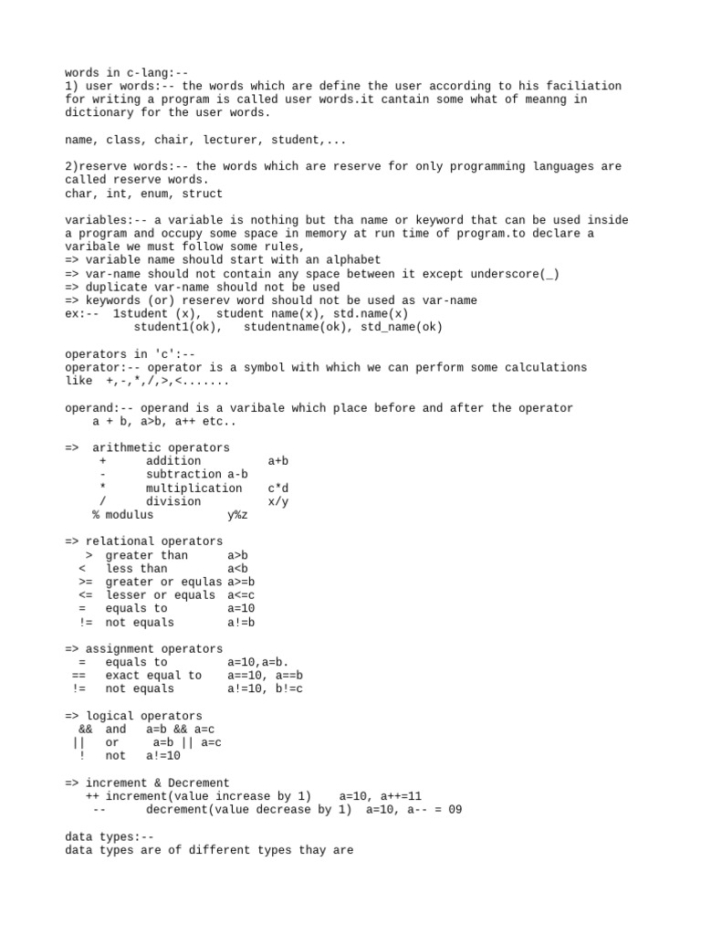 darnish | PDF | Reserved Word | Variable (Computer Science)