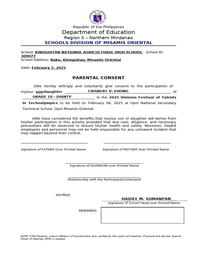 Certificate Parental Consent Medical Cert | PDF | Blood Pressure | Medical Specialties