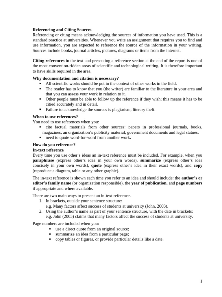 Guide to Referencing and Citing Sources | PDF | Citation | Writing