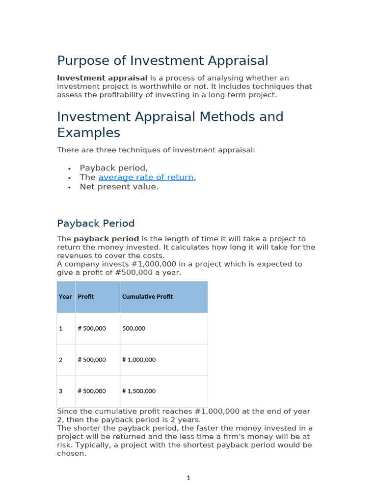 Investment Method of Project | PDF | Net Present Value | Investing