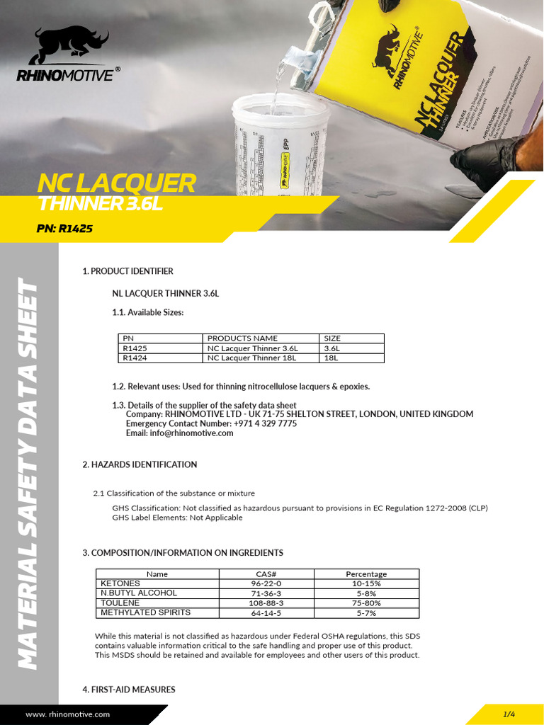 National Laquer Thinner MSDS | PDF | Occupational Safety And Health ...