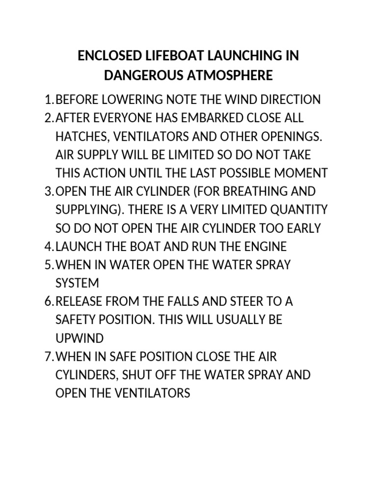 Lifeboat Launching in Dangerous Atmosphere | PDF
