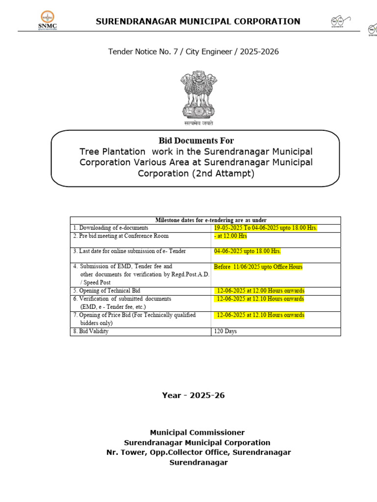 Surendranagar Tree Plantation Tender 2025 | PDF