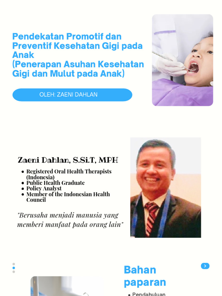 Pendekatan Promotif Dan Preventif Kesehatan Gigi Pada Anak | PDF ...