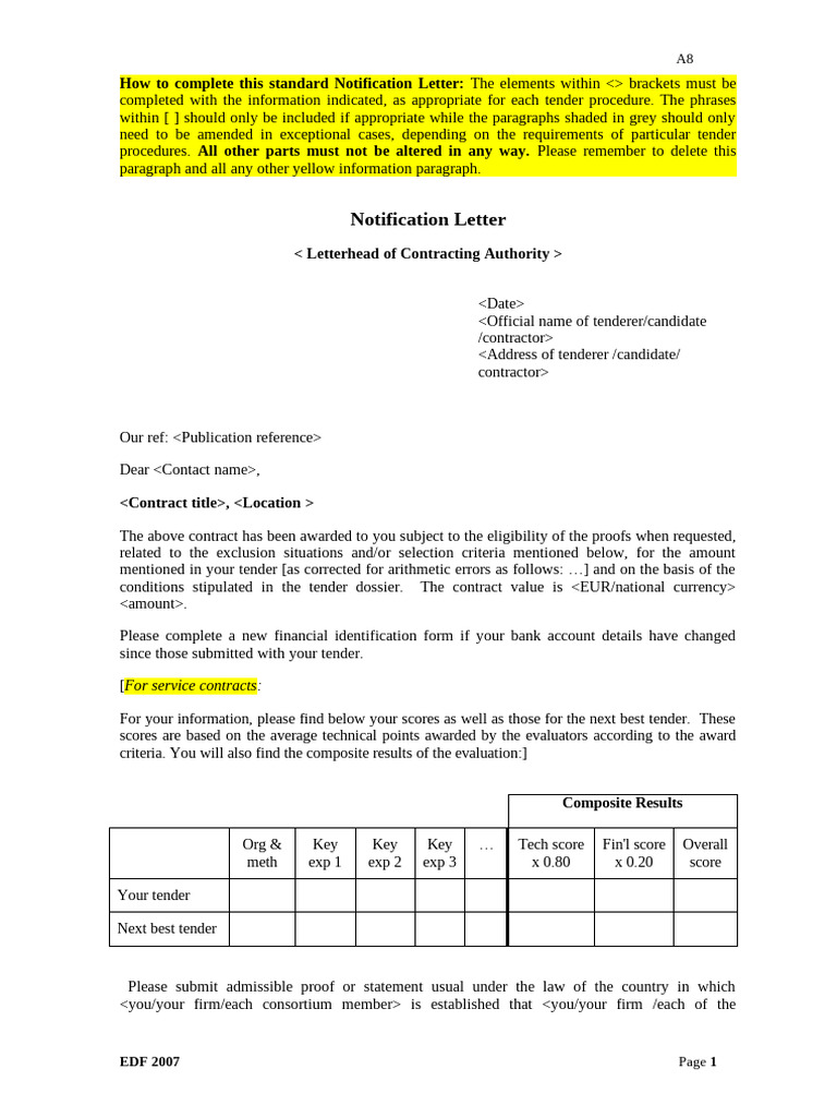 Standard Notification Letter Template | PDF