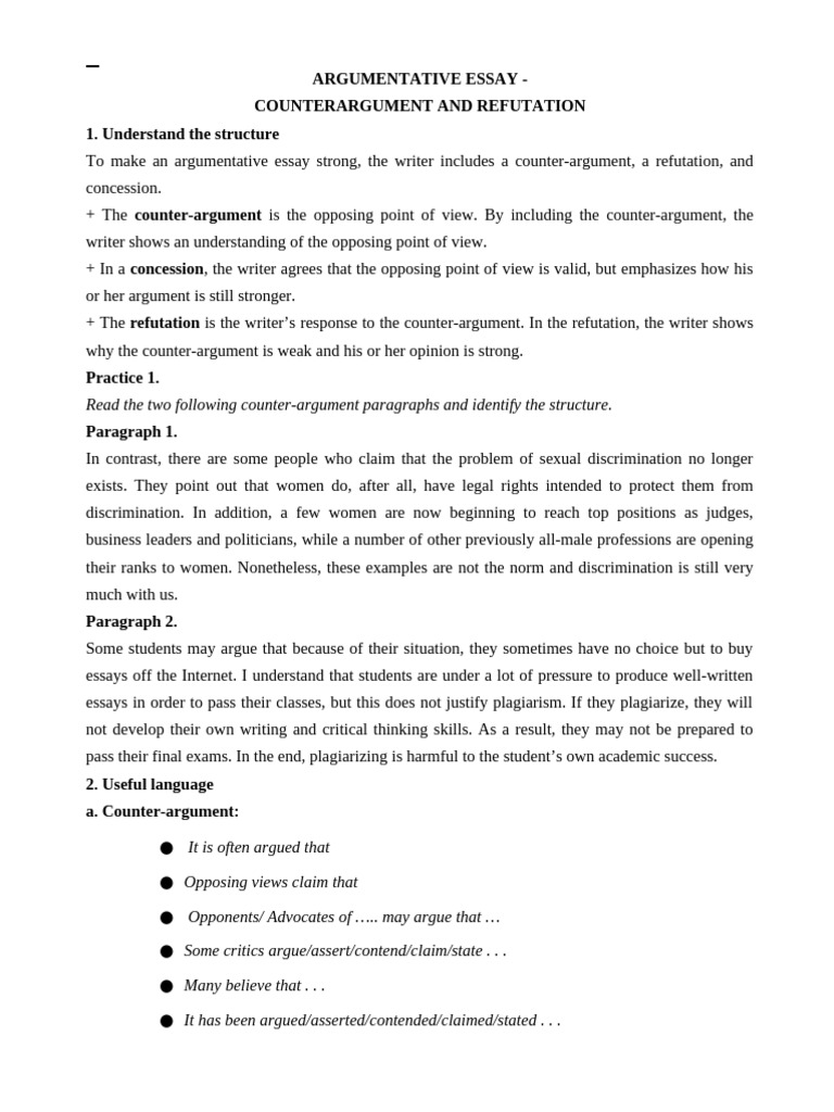 Counterarguments in Argumentative Essays | PDF | Argument | Essays