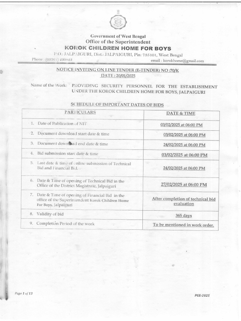 Tendernotice 1 | PDF