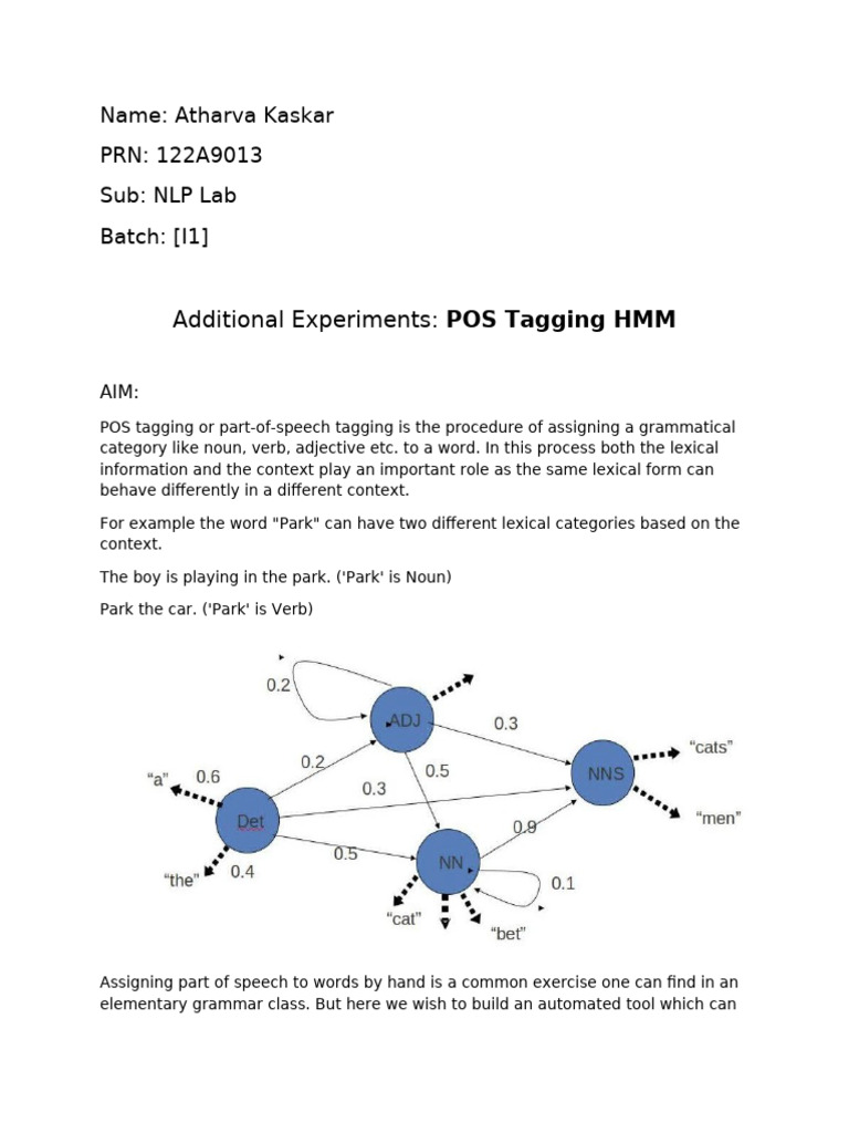 POS Tagging with HMM Explained | PDF | Part Of Speech | Semantic Units