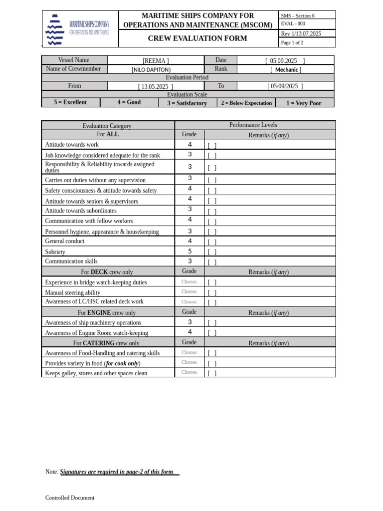 03.macna - Evaluation Report Crew - EVAL 002 - NILO | PDF | Watercraft ...