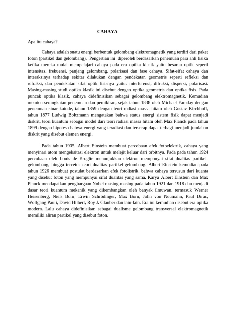 Apa Itu Cahaya | PDF