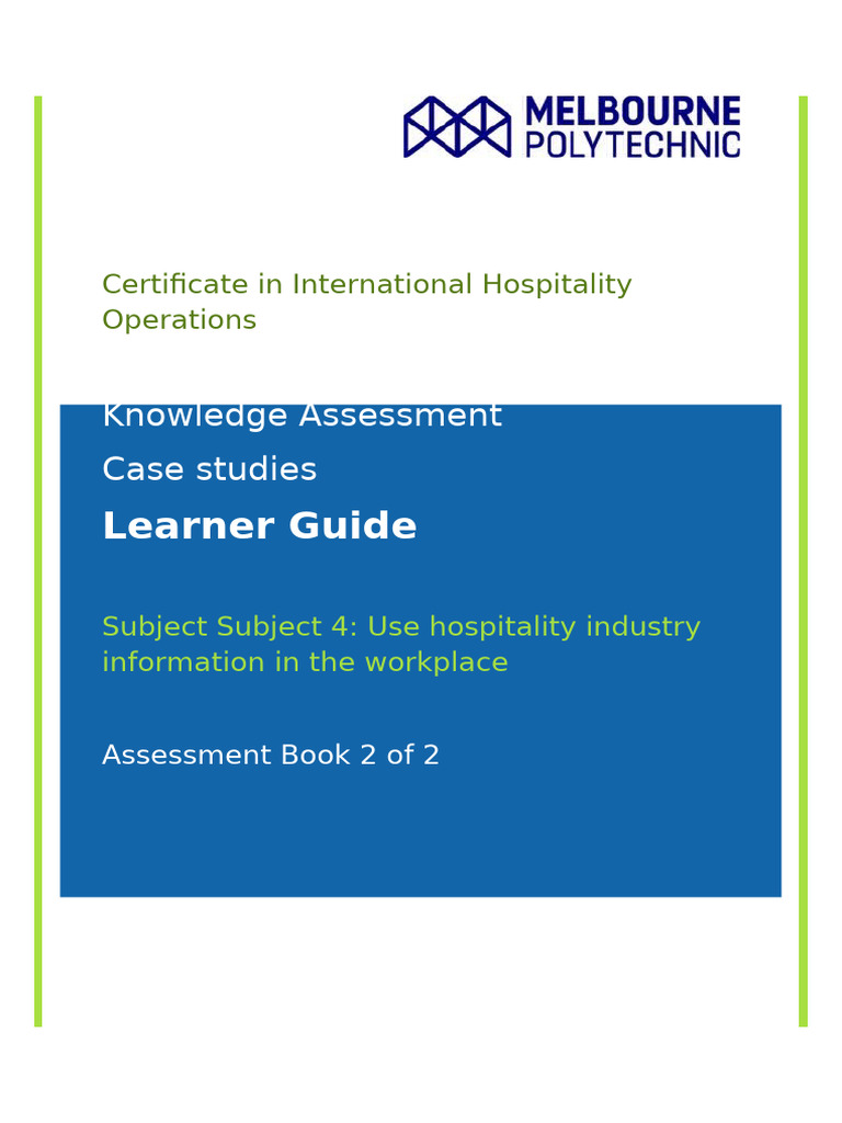 Hospitality Industry Information Guide | PDF | Educational Assessment ...