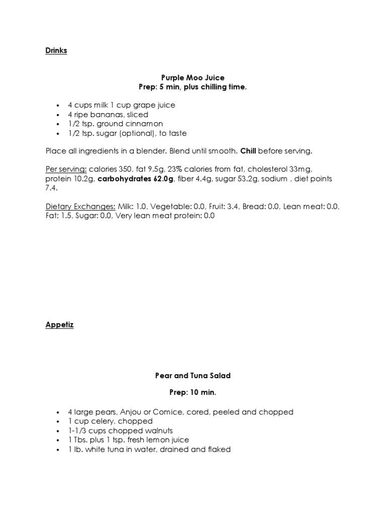 Purple Moo Juice Recipe | PDF | Carbohydrates | Leaf Vegetable