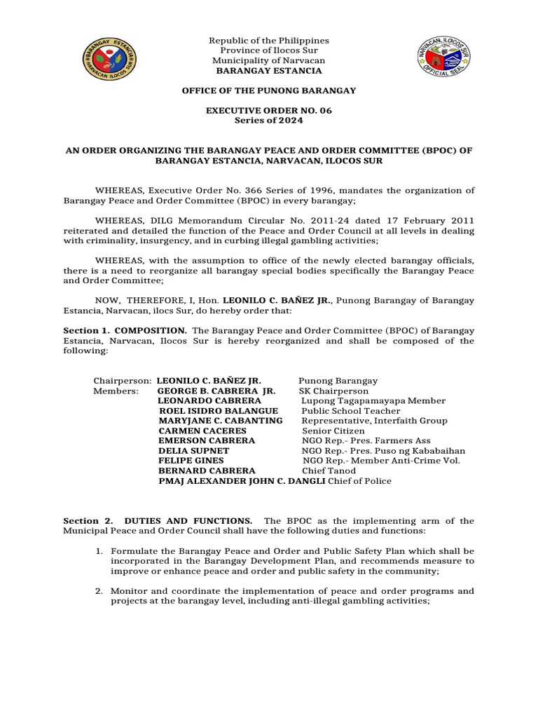 Barangay Peace and Order Council | PDF | Justice | Crime & Violence
