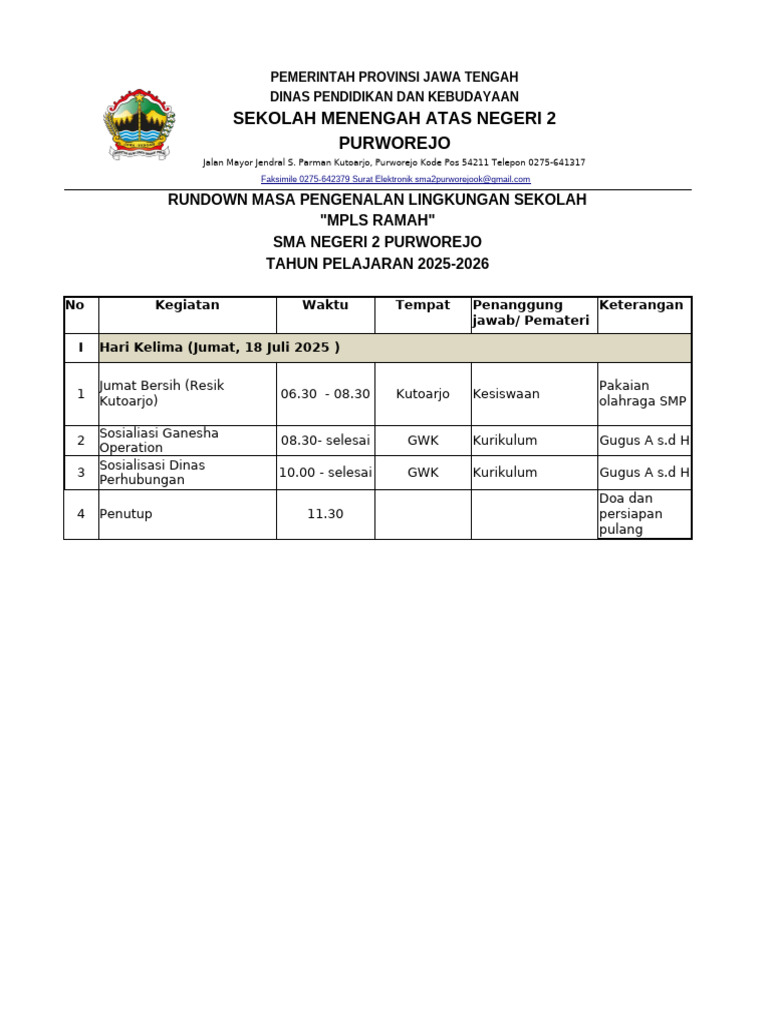 Rundown MPLS Ramah 2025-2026 | PDF