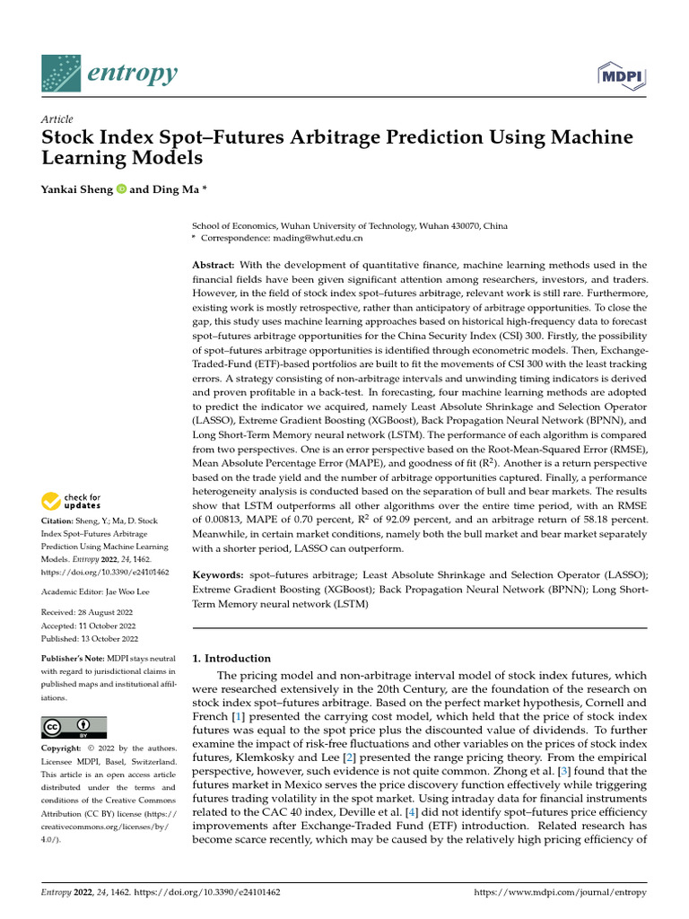 Stock Index Spot-Futures Arbitrage Prediction Using Machine Learning ...