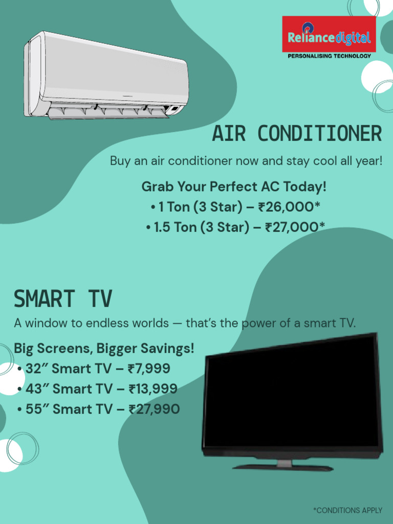 Teal and White Modern Air Conditioner Sale Promotion Instagram Post | PDF