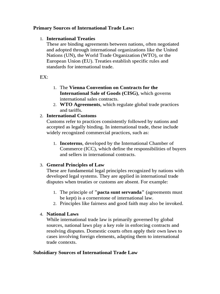 Sources of International Trade Law | PDF | Treaty | International Trade