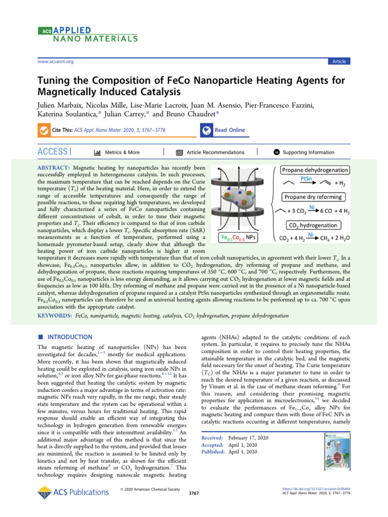 FeCo Nanoparticles for Magnetic Catalysis | PDF | Catalysis | Nanoparticle