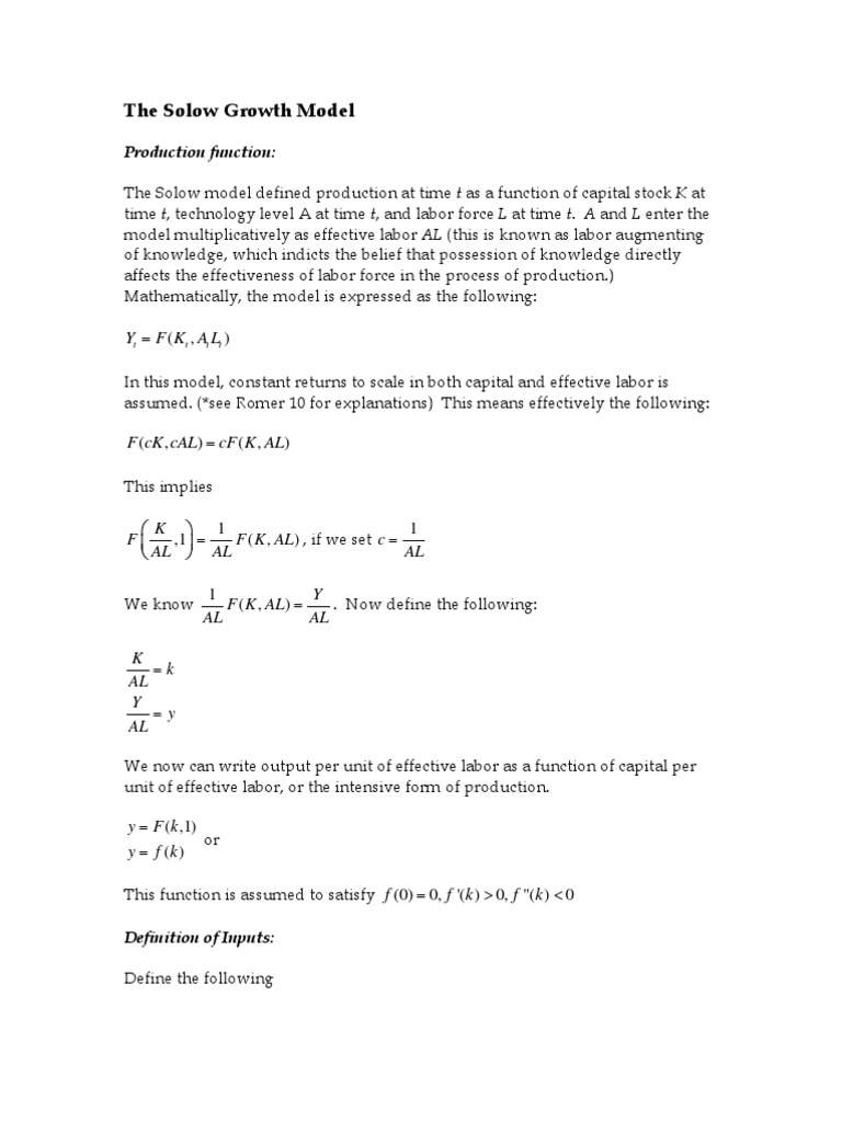 Solow Growth Model | Download Free PDF | Economic Growth | Economics