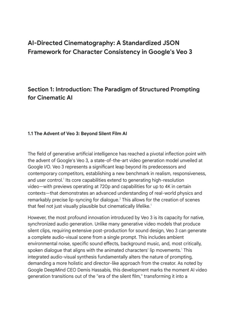 Veo 3 JSON Framework for Cinematic AI | PDF | Camera Lens | Artificial ...