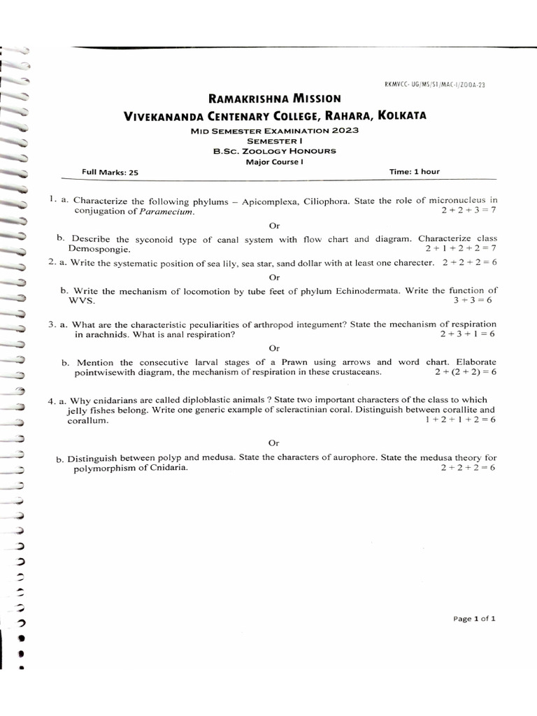 SEM 1_PYQ | PDF | Endoplasmic Reticulum | Cell Membrane