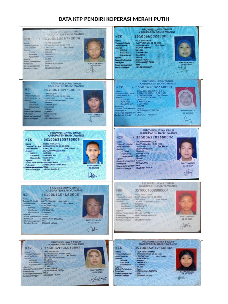 Data KTP Pendiri Koperasi Merah Putih | PDF