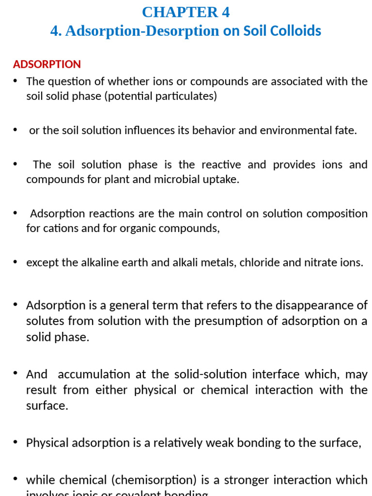 Chapter 5 Adsorption | PDF | Adsorption | Soil