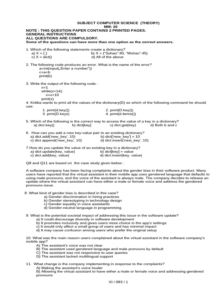 Practice Questions On Revision of Class 11-12 Computer Science | PDF | Cybercrime | Phishing