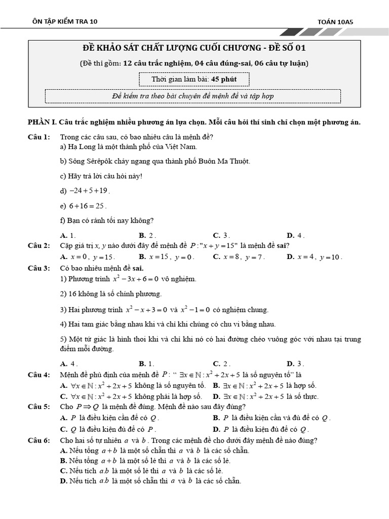 Toán 10a5 | PDF