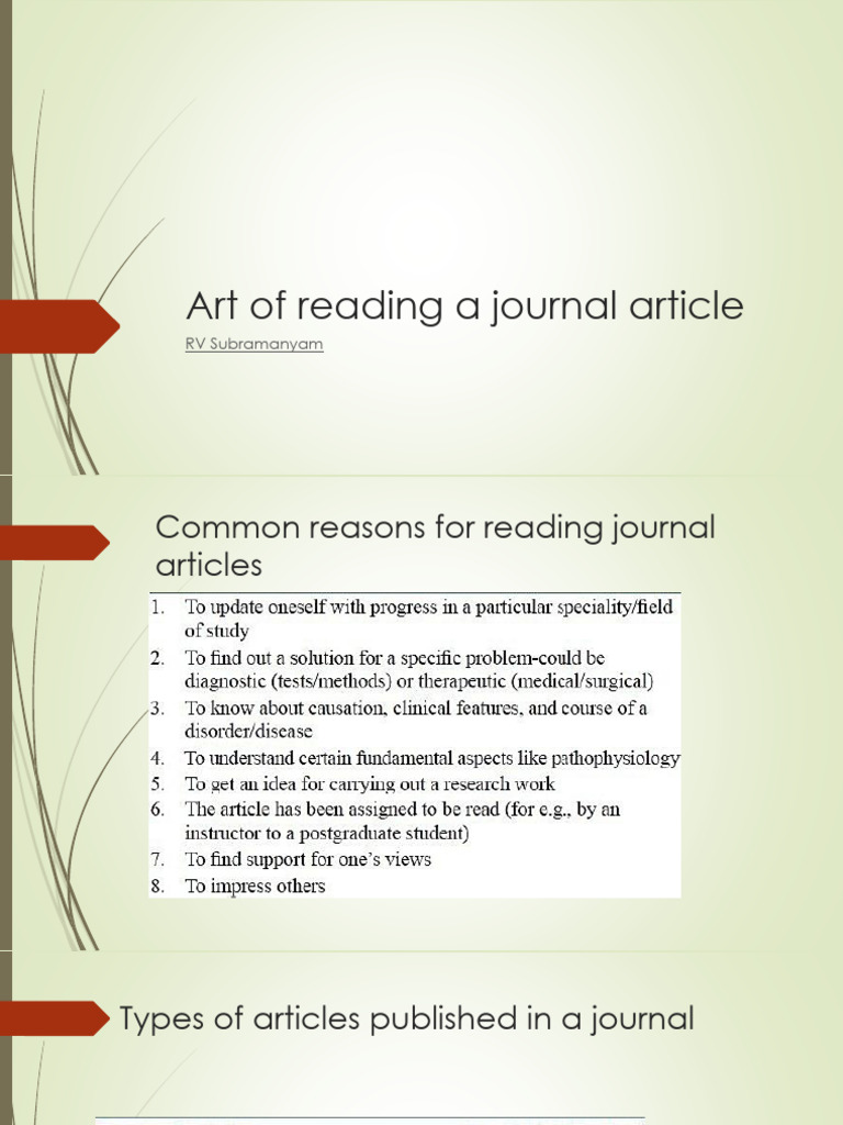 Reading Journal Articles Effectively | PDF