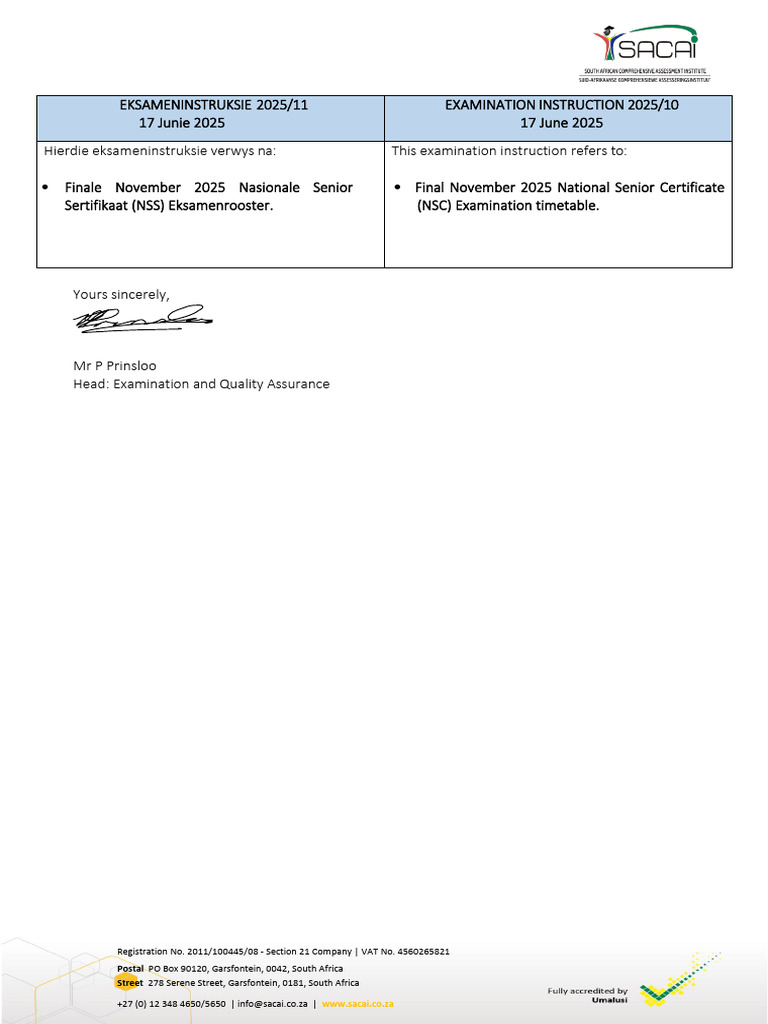 NSC November 2025 Exam Timetable | PDF | Languages Of Africa