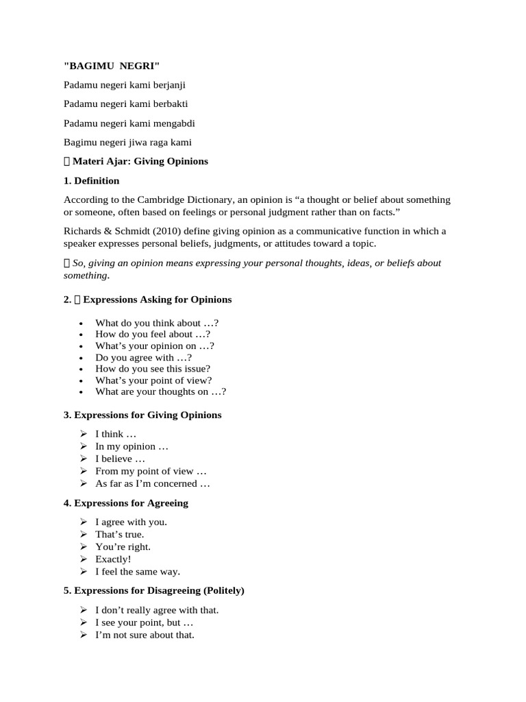 Giving Opinions: Expressions & Examples | PDF