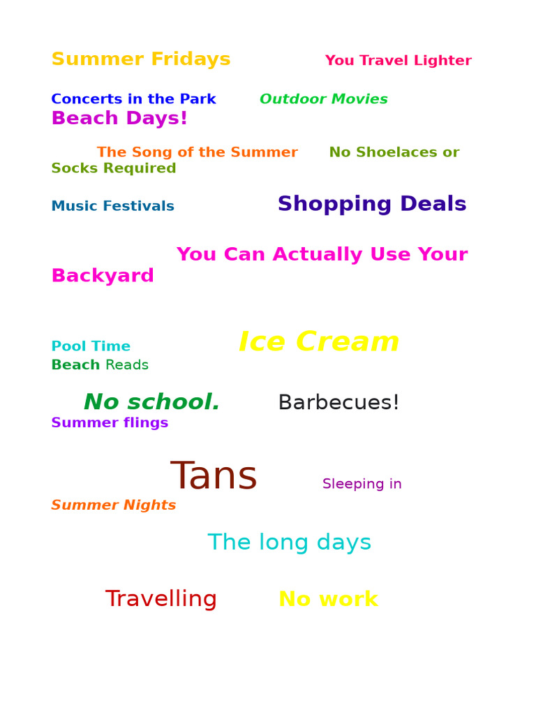 Summer Fun Activities and Ideas | PDF