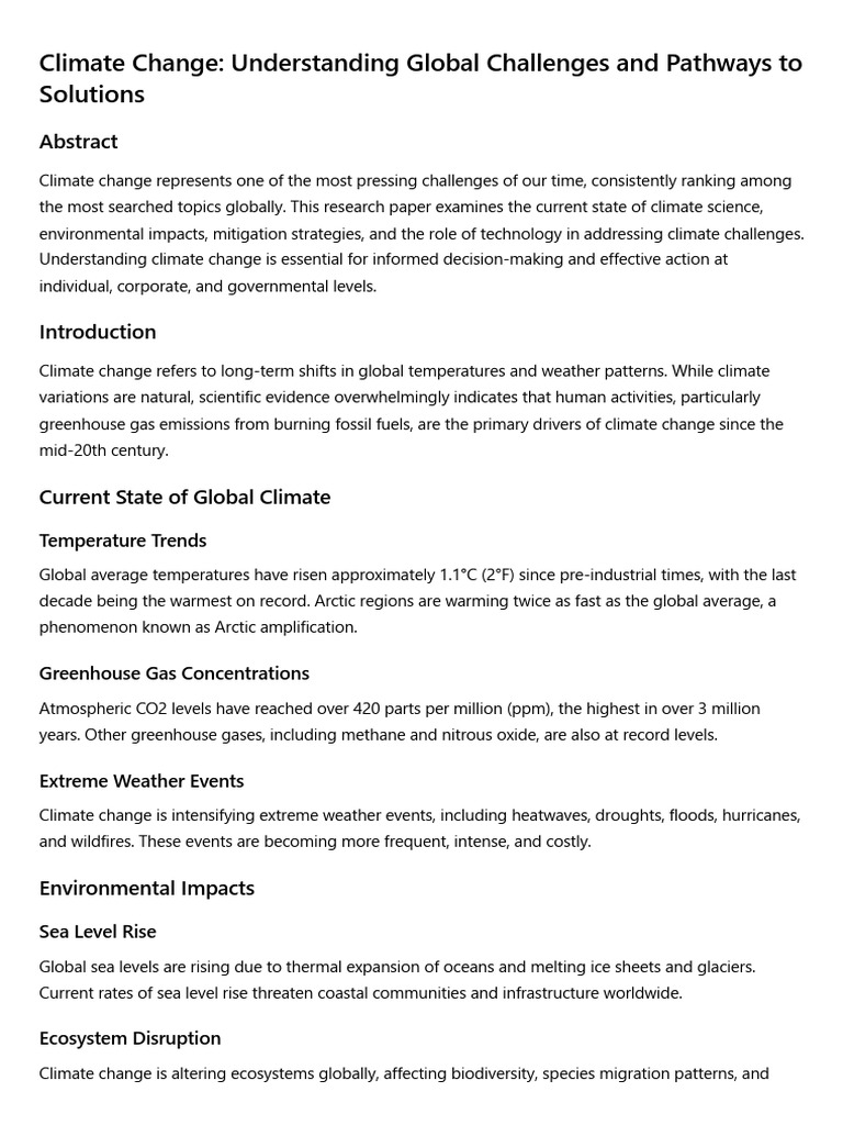 Research Paper 2 - Climate Change - Global Challenges and Solutions ...