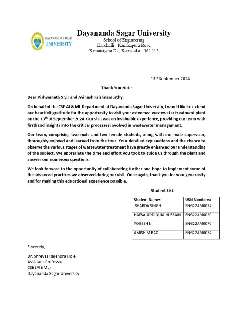 Thank You Note | PDF