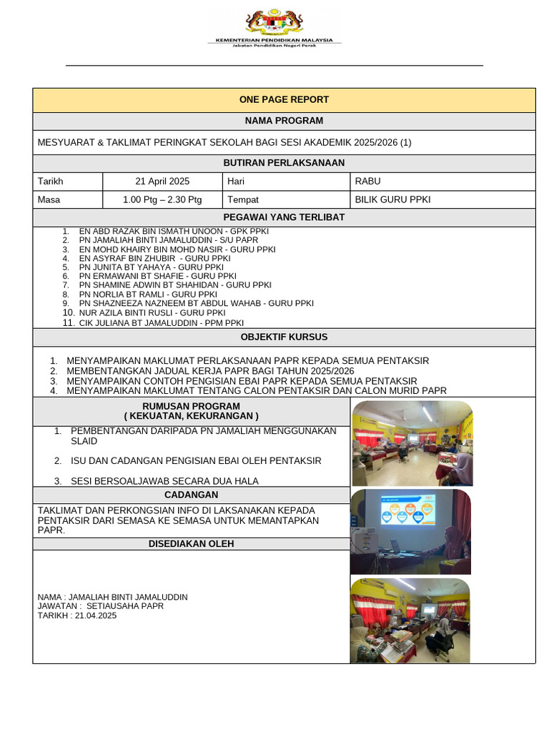 Opr SK Seri Aman 2025 April | PDF