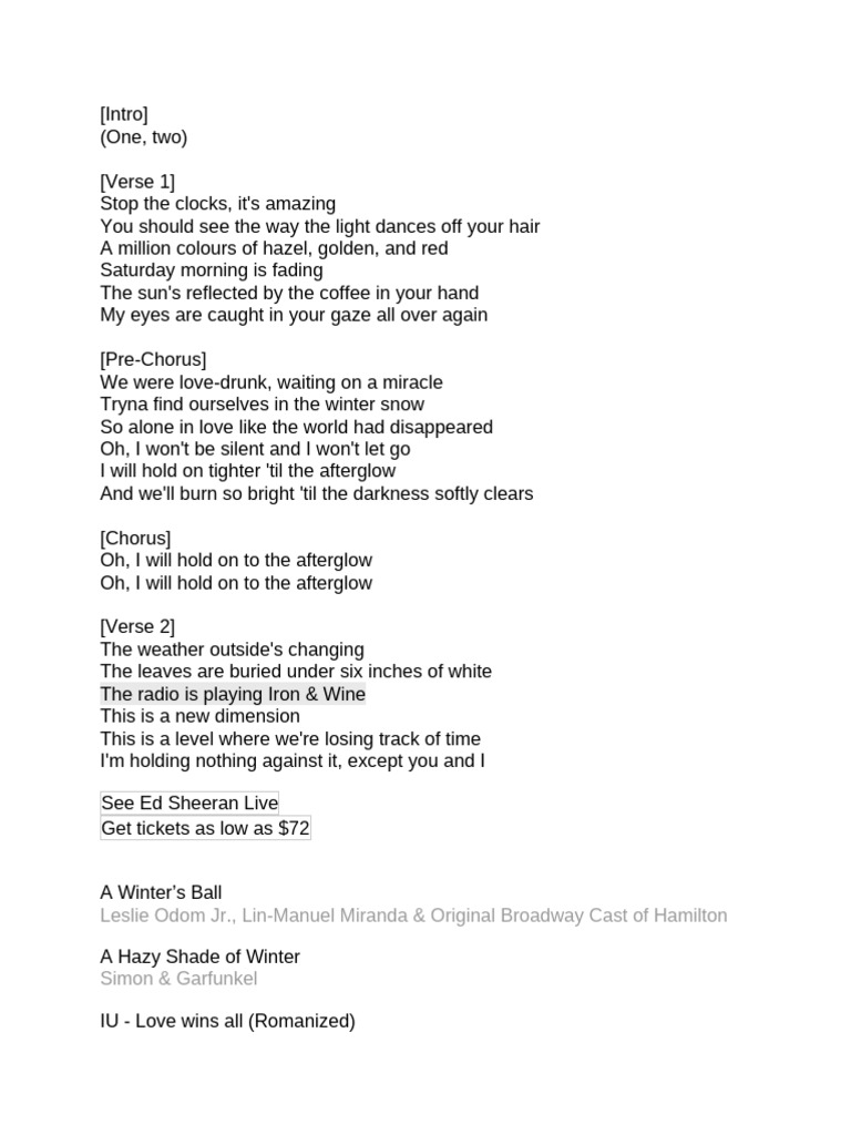 "Afterglow: A Love Song Analysis" | PDF